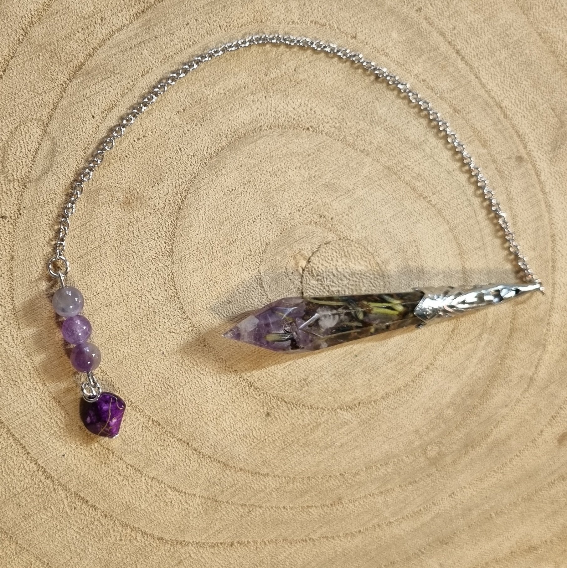 PENDULE ORGONITE | Améthyste & Lavande | Moyen Modèle | Argenté – Flore ...