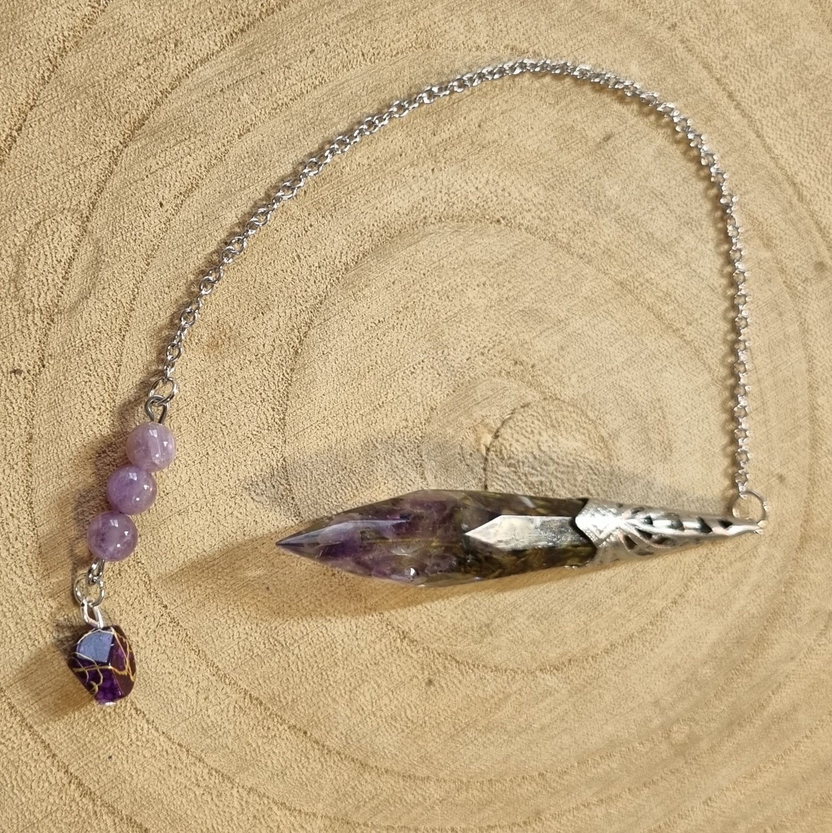 PENDULE ORGONITE | Améthyste & Lavande | Moyen Modèle | Argenté – Flore ...