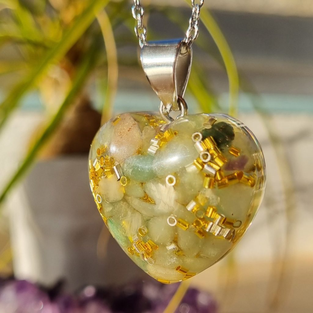 COLLIER ORGONITE | COEUR | AVENTURINE VERTE | ÉNERGIE POSITIVE ...