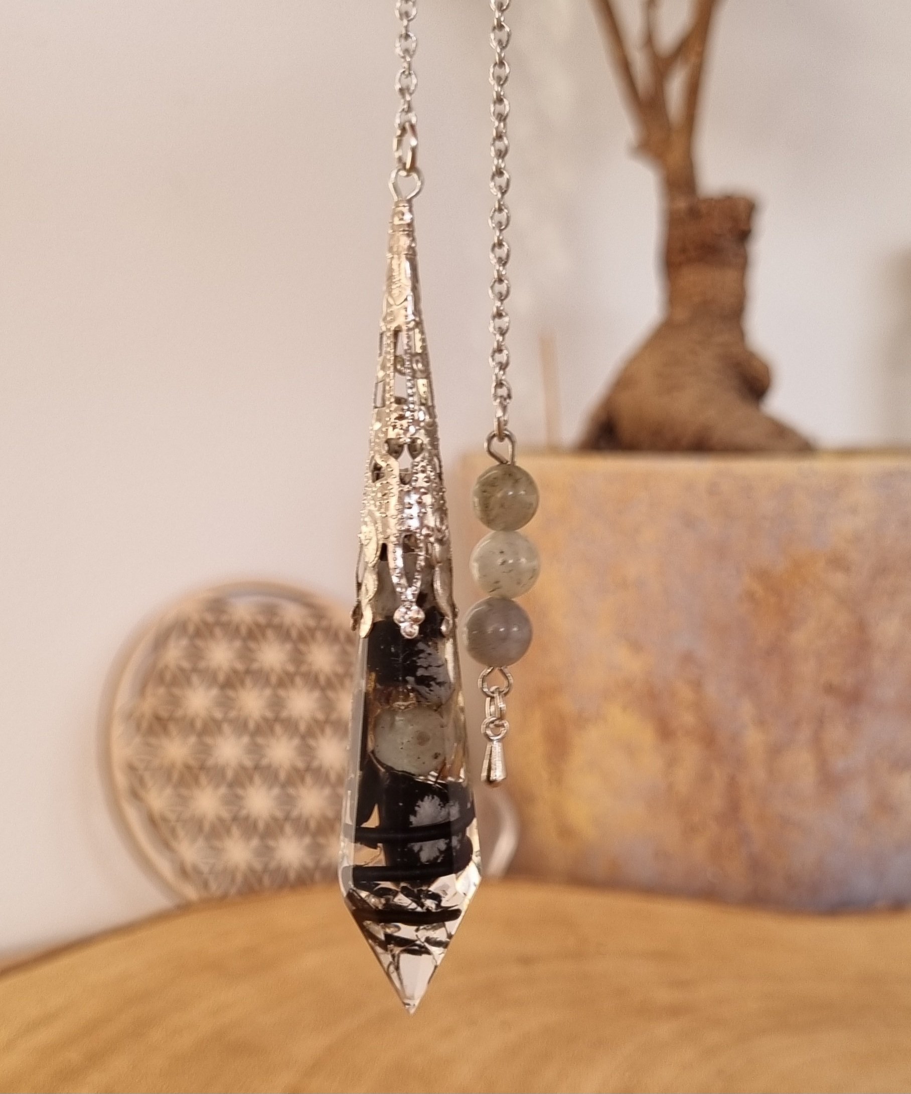 PENDULE ORGONITE | Protection | Romarin | Obsidienne | Grand Modèle ...