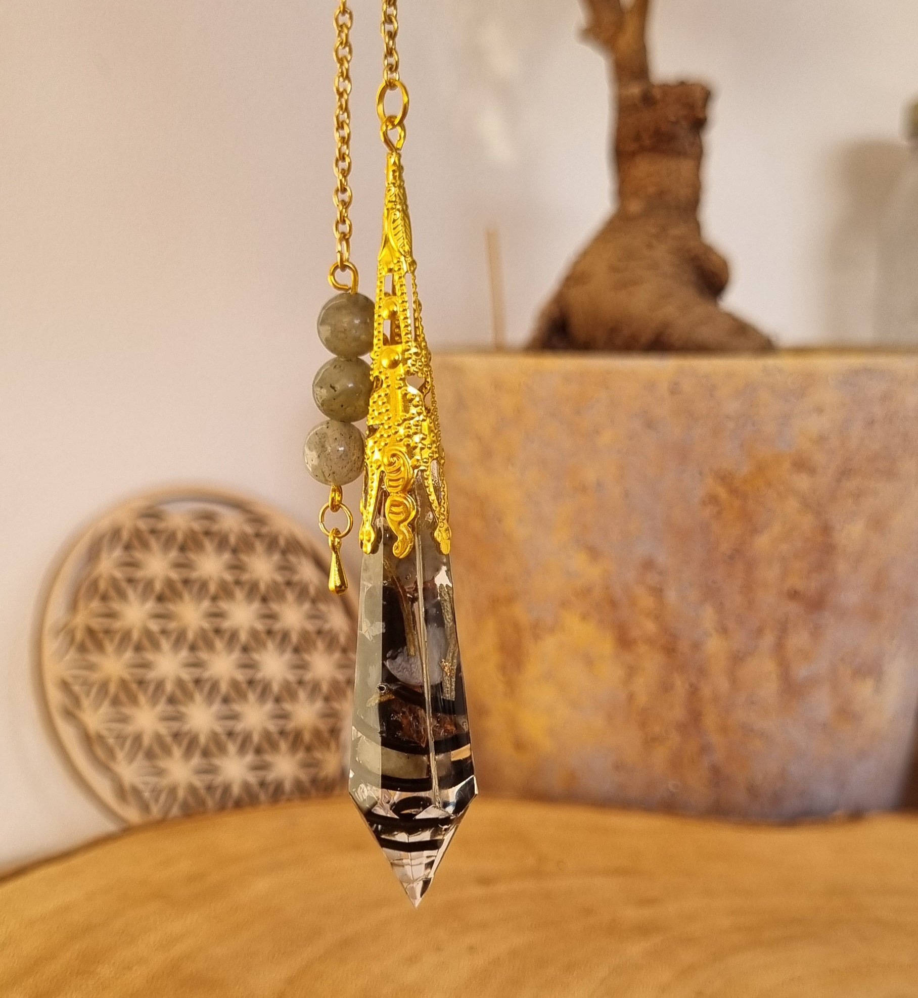 PENDULE ORGONITE | Protection | Romarin | Obsidienne | Grand Modèle ...